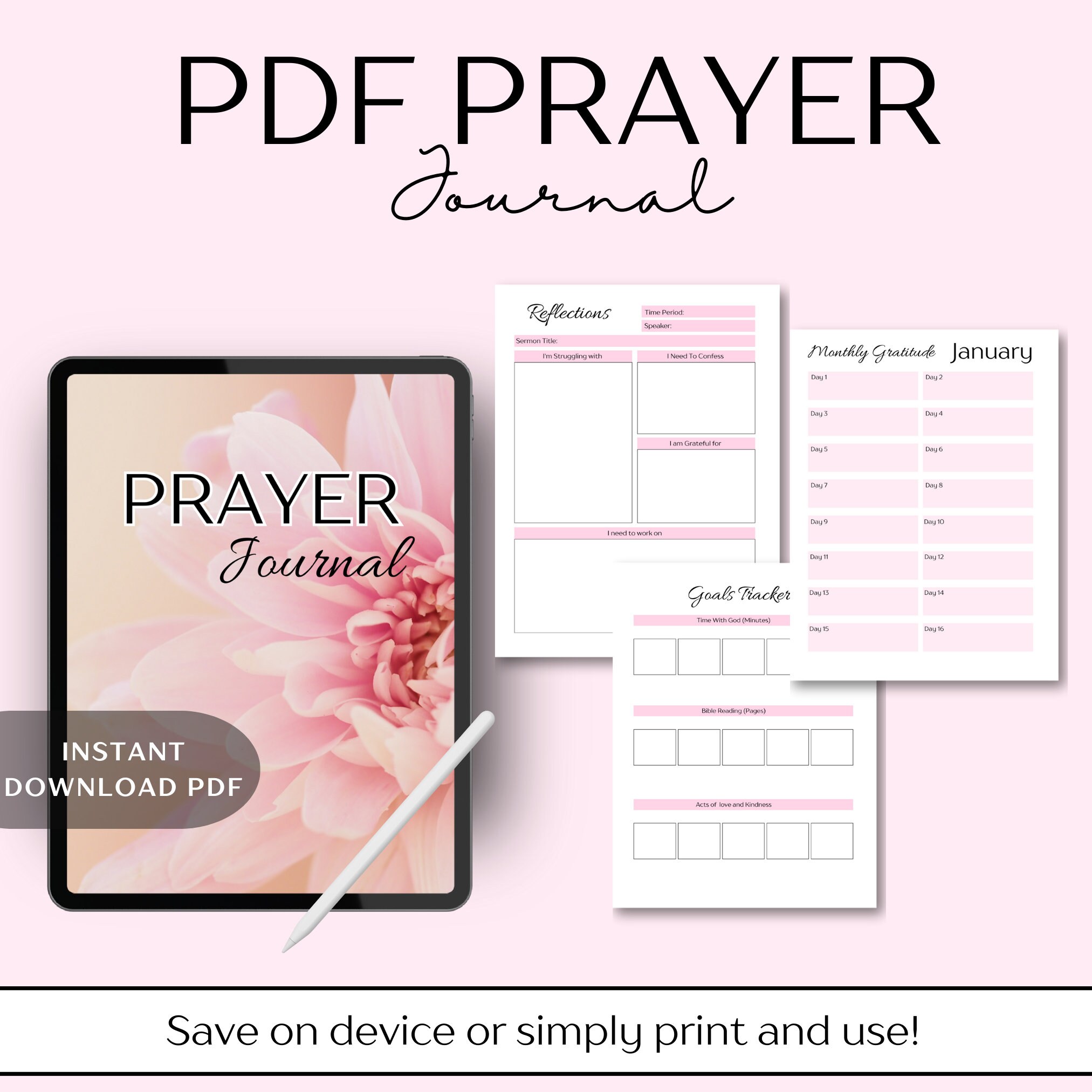 Prayer Journal Printable | Gratitude Journal | Bible Study Guide ...