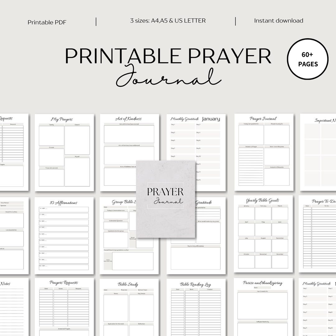 Prayer Journal Printable Gratitude Journal Bible Study Guide Digital ...
