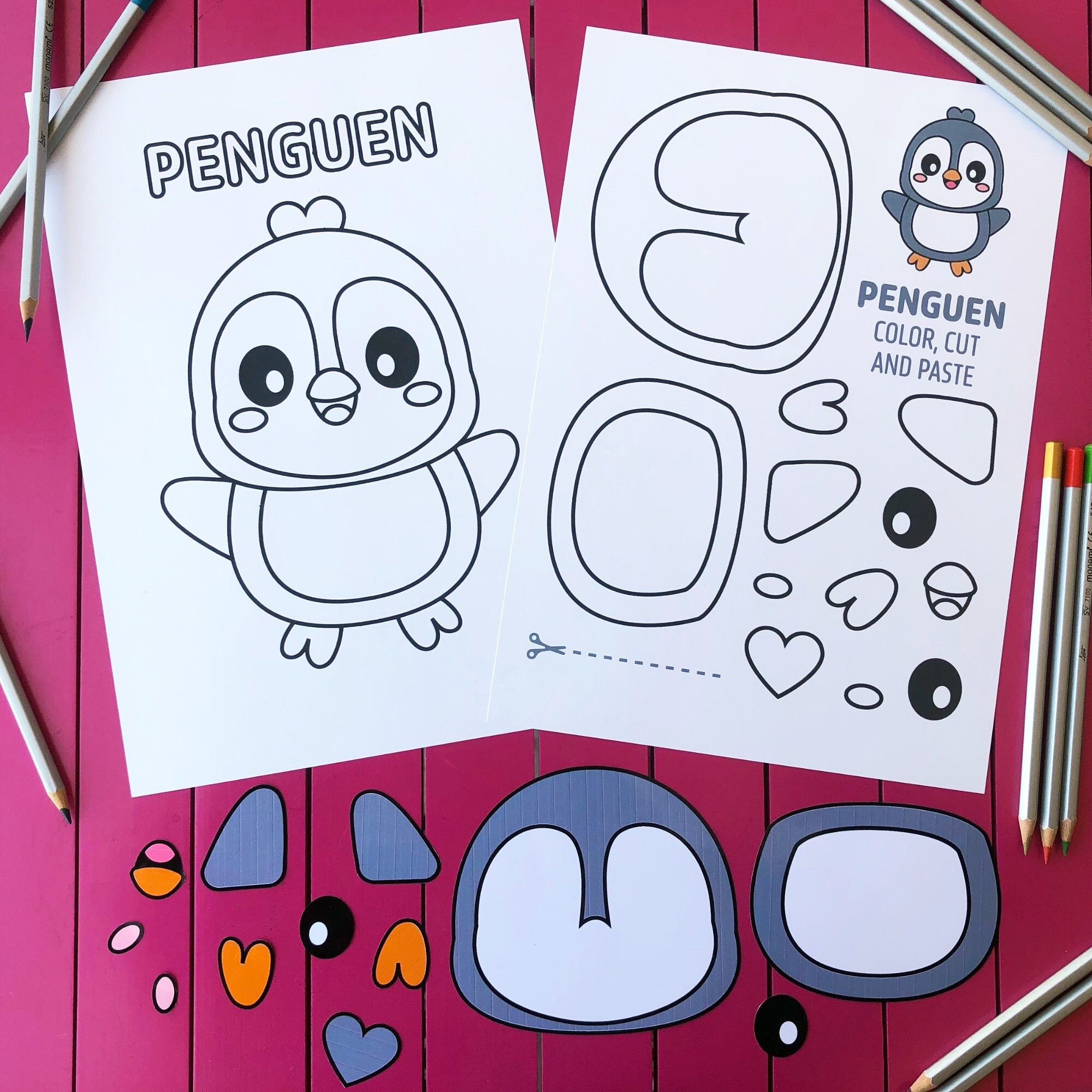 Printable Cut and Paste Penguin Craft, Paper Animal, Create Your ...