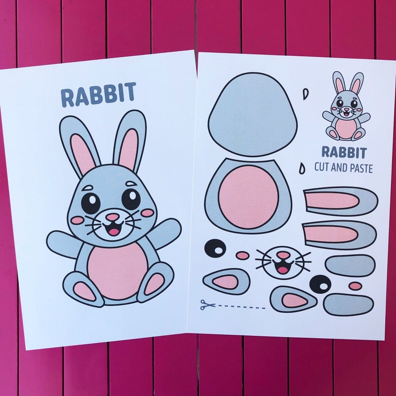 Printable Easter Rabbit Craft, Cut and Paste Paper Animal, Create Your ...