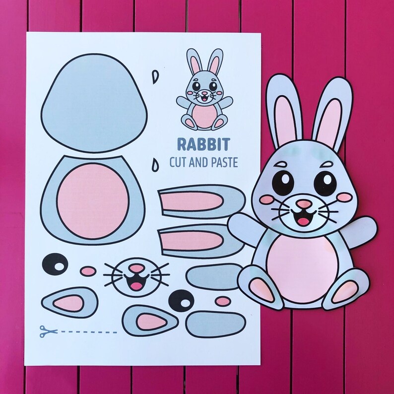 Printable Easter Rabbit Craft, Cut and Paste Paper Animal, Create Your ...