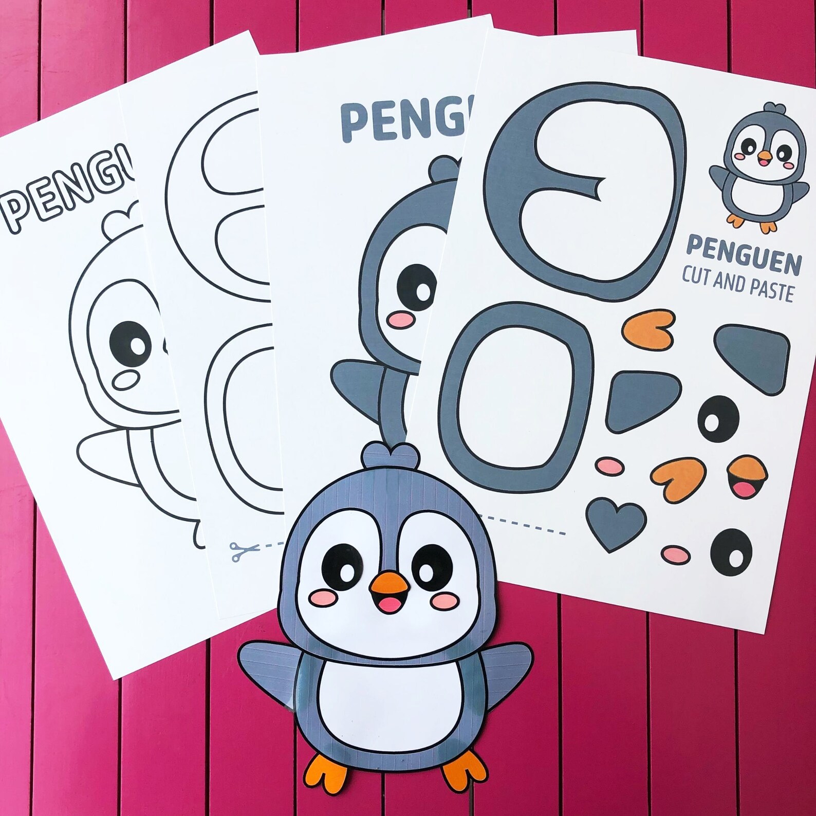 Printable Cut and Paste Penguin Craft, Paper Animal, Create Your ...
