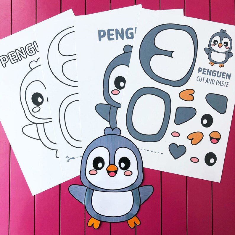 Printable Cut and Paste Penguin Craft, Paper Animal, Create Your ...