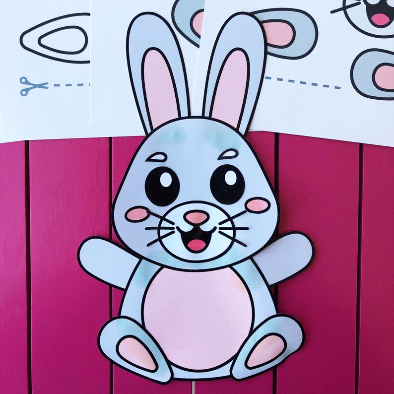 Printable Easter Rabbit Craft, Cut and Paste Paper Animal, Create Your ...