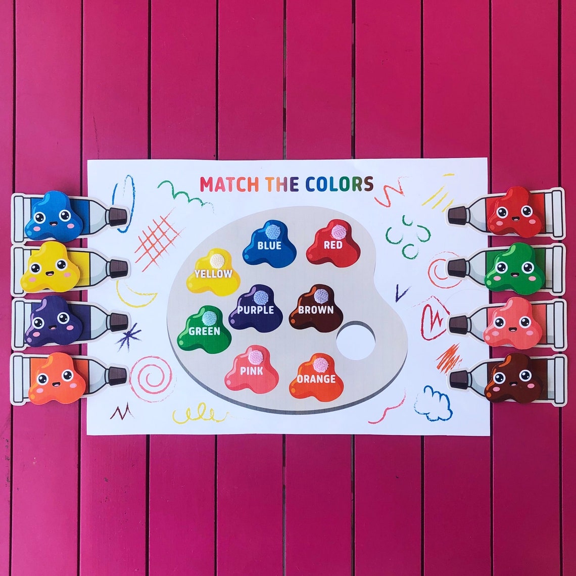 Digital Printable Color Matching Activity for Kids, Paint Palette Color ...