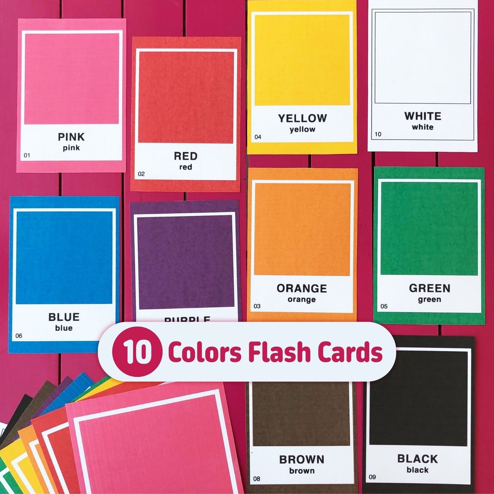 10 Colors Flash Cards in English for Homeschool and Preschool ...