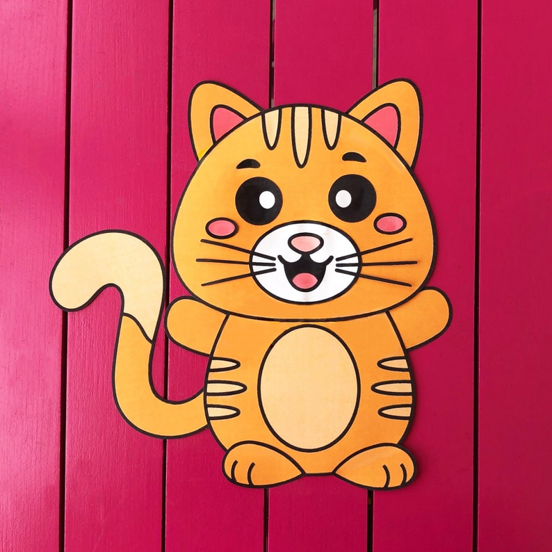 Printable Cut and Paste Cat Craft, Paper Animal, Build a Cat, Create ...