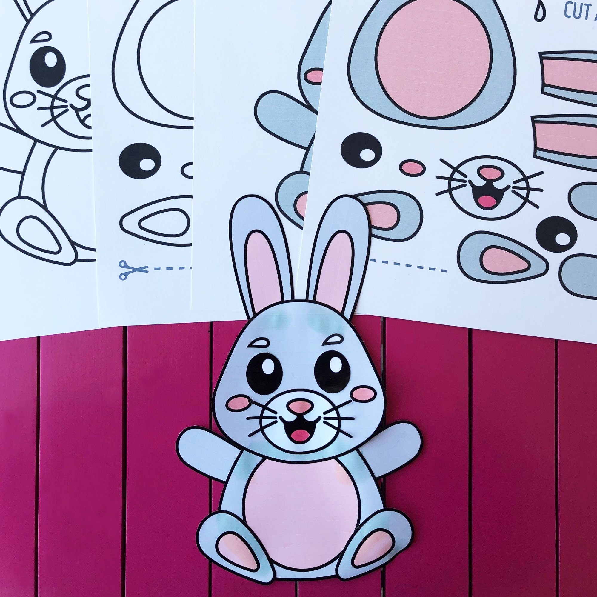 Printable Easter Rabbit Craft, Cut and Paste Paper Animal, Create Your ...