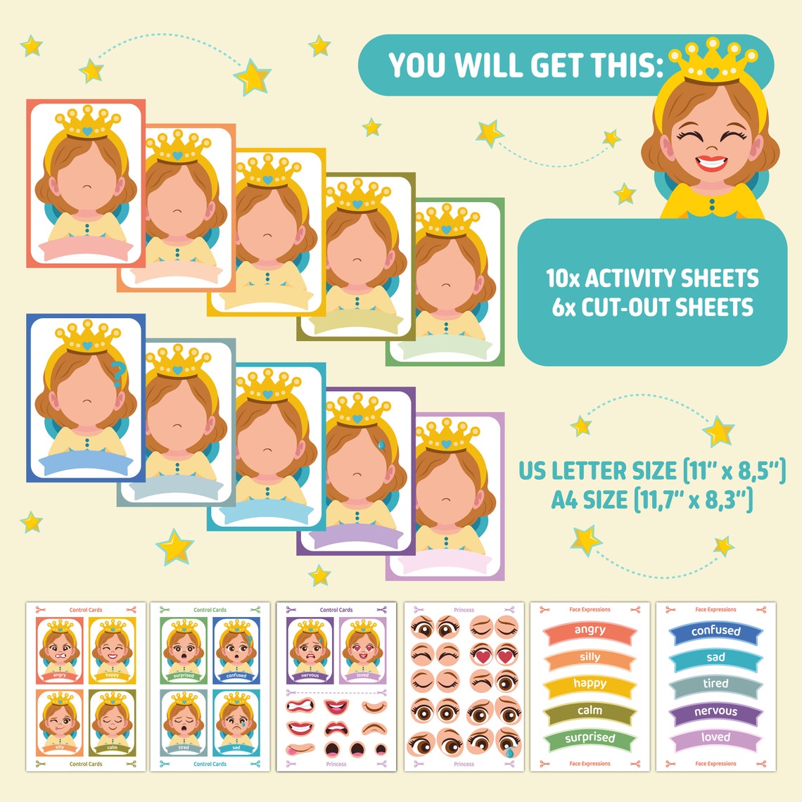 Princess Emotions Activity for Homeschool and Preschool, Printable ...