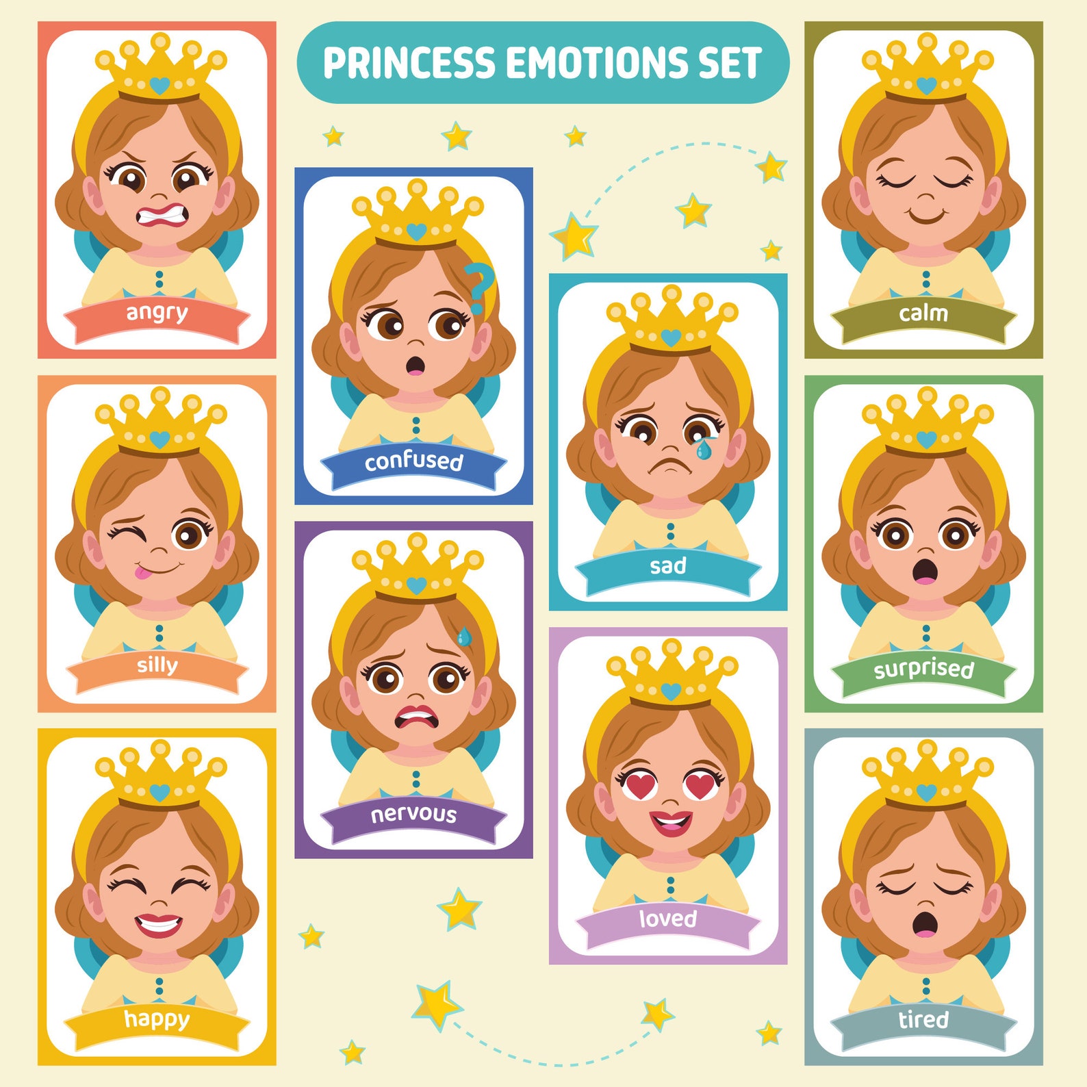 Princess Emotions Activity for Homeschool and Preschool, Printable ...