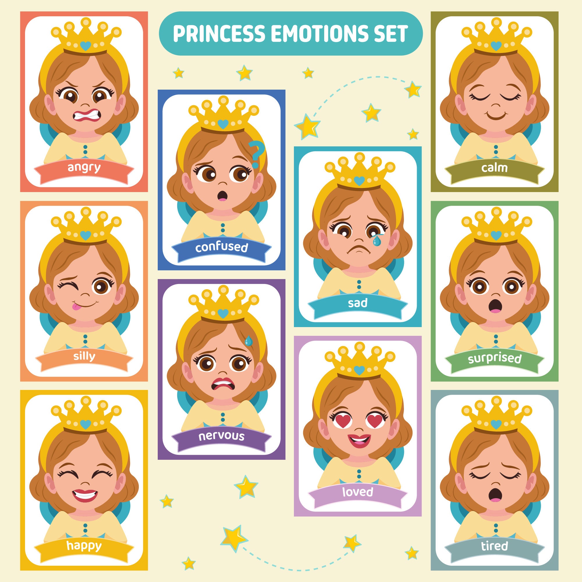Princess Emotions Activity for Homeschool and Preschool, Printable ...