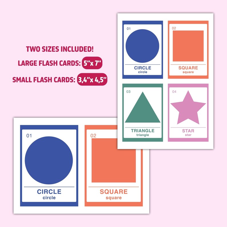 16 Colorful Shapes Flash Cards in English for Kids, Printable ...