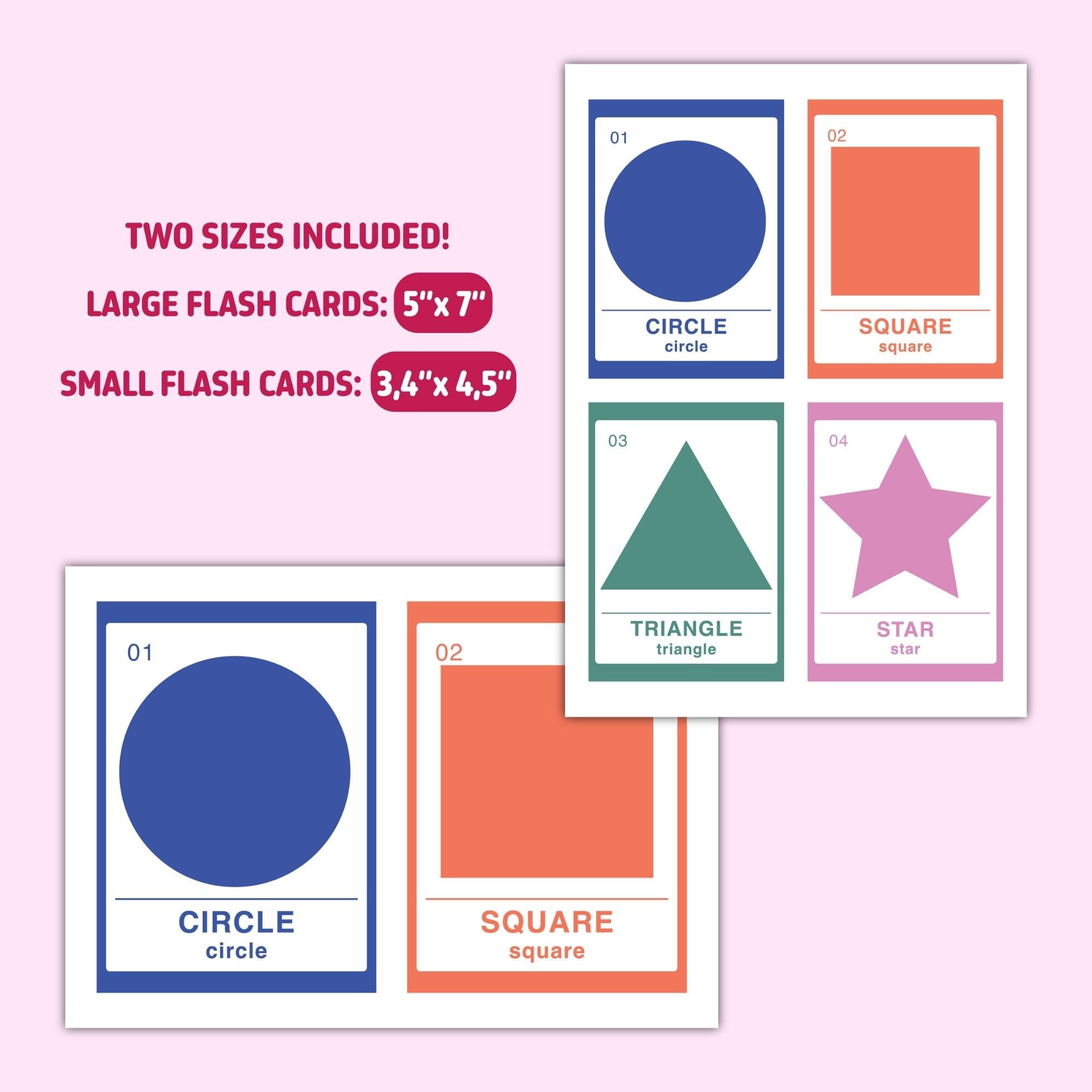 16 Colorful Shapes Flash Cards in English for Kids, Printable ...