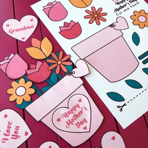 Printable Mother's Day Cut & Paste Flower Bouquet Gift Card, Greeting ...