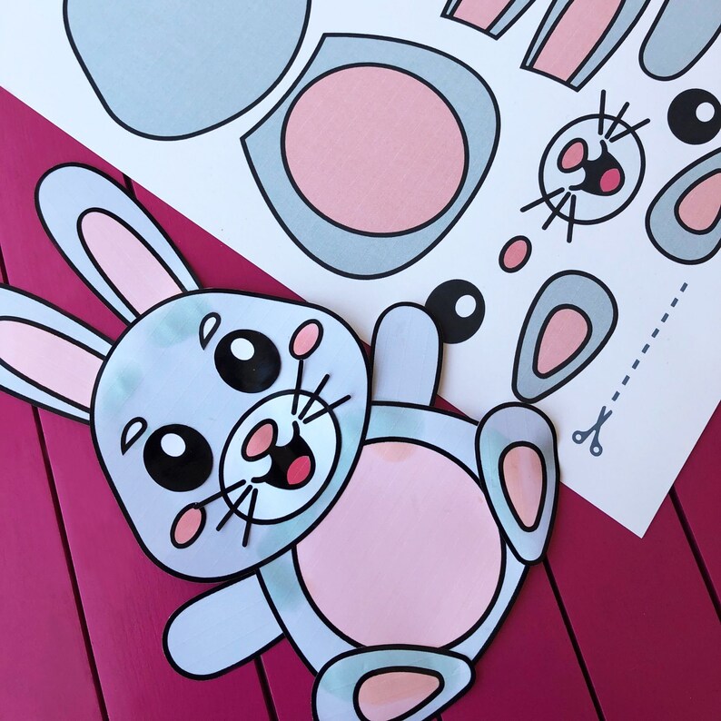 Printable Easter Rabbit Craft, Cut and Paste Paper Animal, Create Your ...