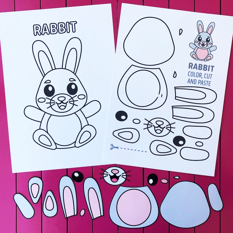 Printable Easter Rabbit Craft, Cut and Paste Paper Animal, Create Your ...