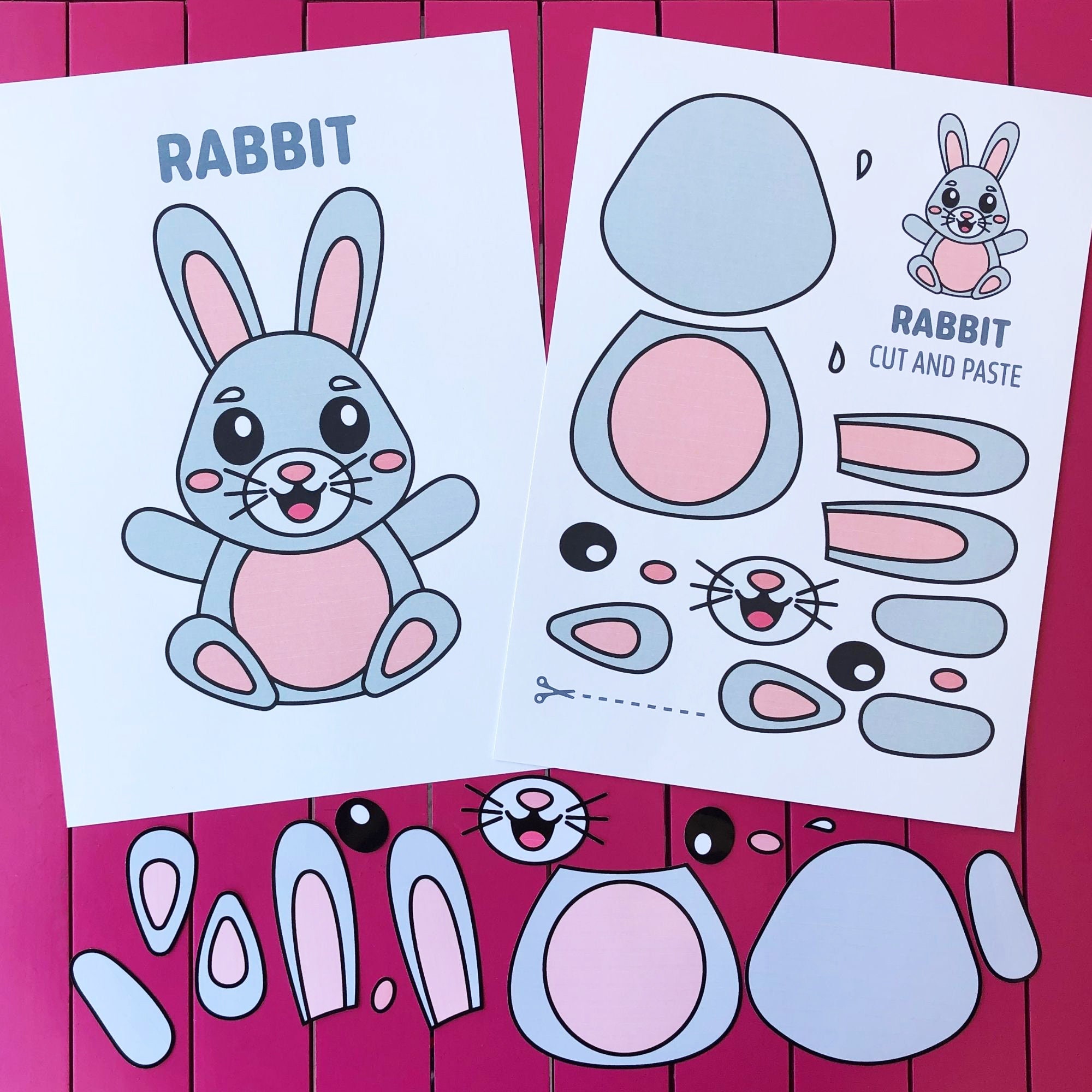 Printable Easter Rabbit Craft, Cut and Paste Paper Animal, Create Your ...