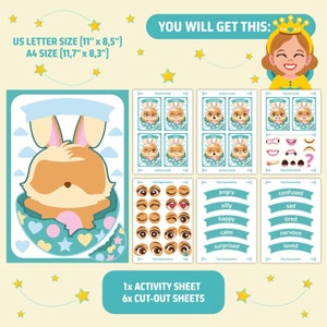 Easter Bunny Emotions Activity for Preschool and Kindergarten, Easter ...