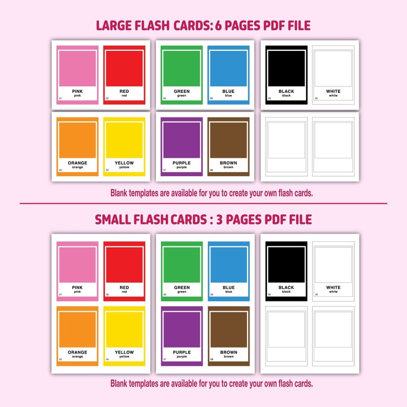 10 Colors Flash Cards in English for Homeschool and Preschool ...