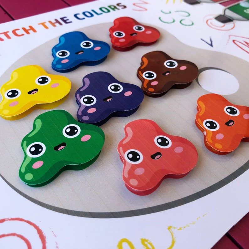 Digital Printable Color Matching Activity for Kids, Paint Palette Color ...