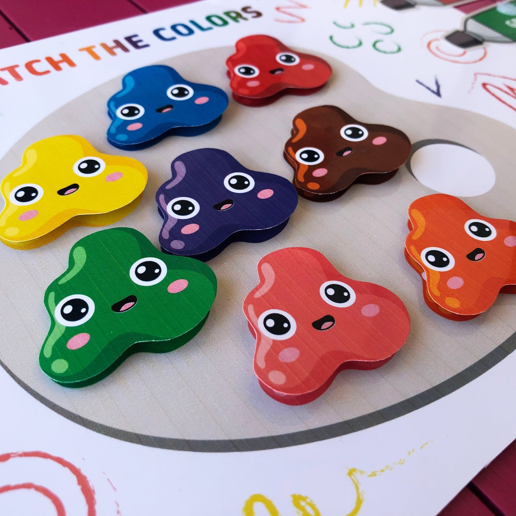 Digital Printable Color Matching Activity for Kids, Paint Palette Color ...