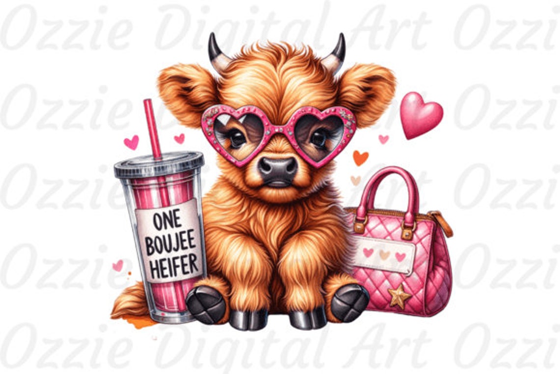 One Boujee Heifer Highland Cow Png, Highland Cow, Highland Calf ...