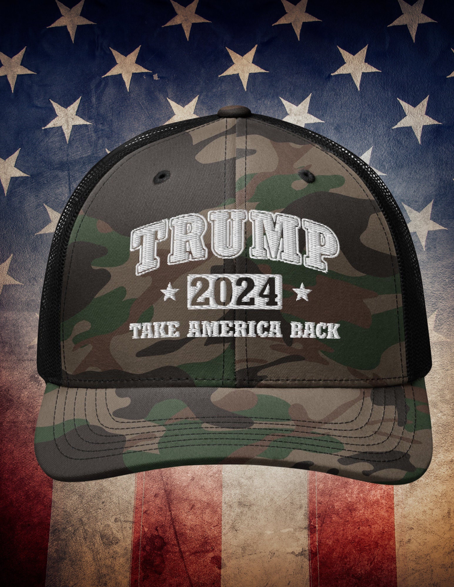 Trump 2024, Donald Trump 2024 Cap, Camouflage USA Flag, Keep America ...