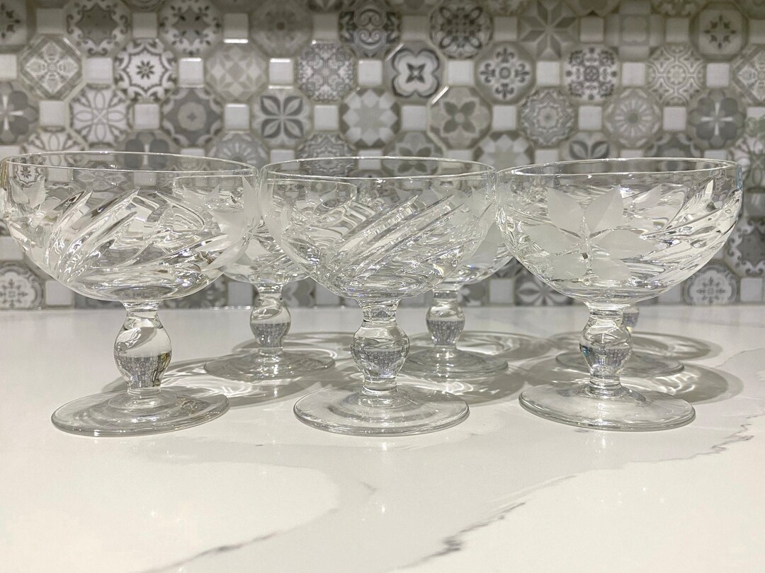 Bavaria Germany Hand Cut 'astra Trillium' Crystal Set of 6 Coupe ...