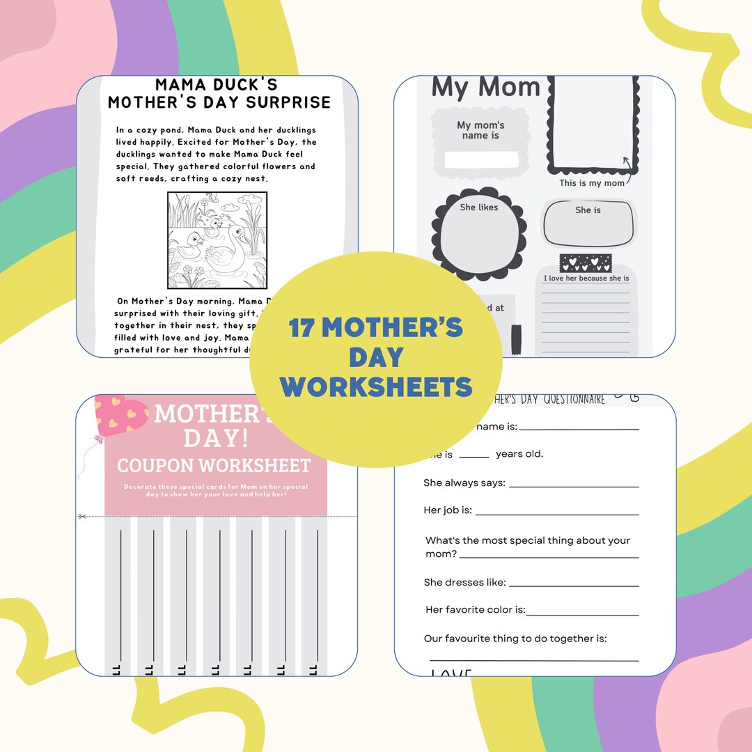 Mother's Day Activity Pack, 17 Printable Worksheets for Kids, Creative ...