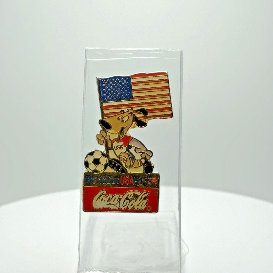 FIFA World Cup USA 94 Coca Cola USA Flag Pin Striker Dog Mascot - Etsy