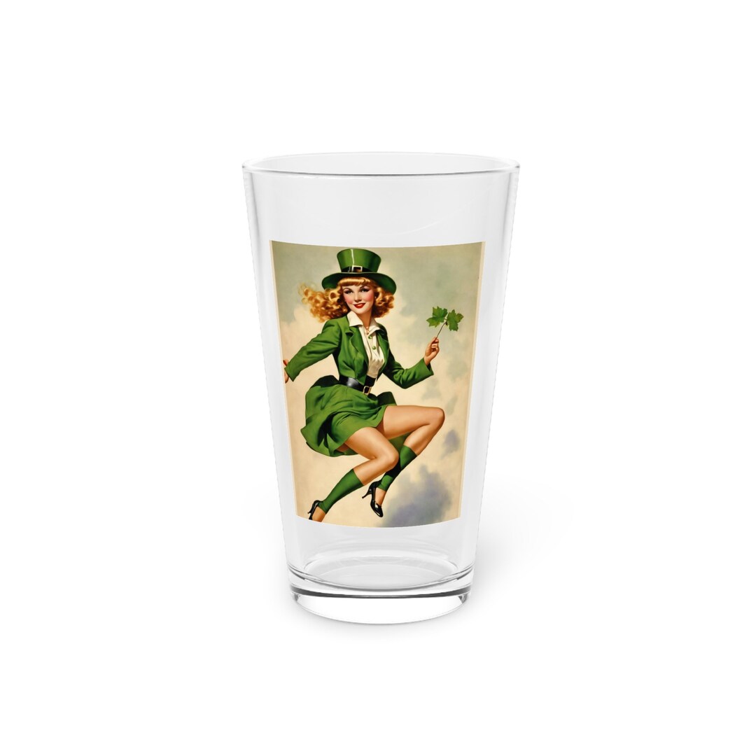 St Patricks Day Pin up Girl Pint Glass 16oz - Etsy