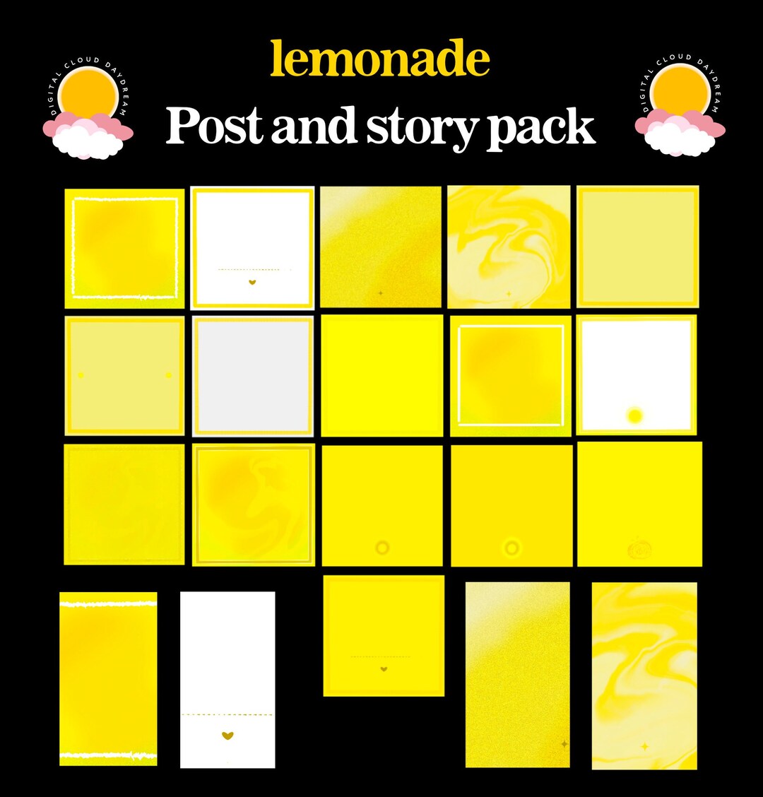 Lemonade Post Pack and Stories Content Pack 1 of 1. Comes With 20 Files ...