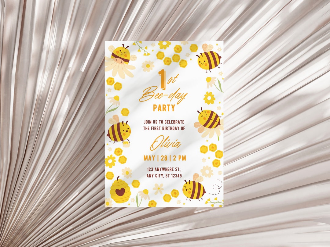 Little Honey Birthday Party Invitation, Queen Bee, 1st Bee Day, Hunny ...