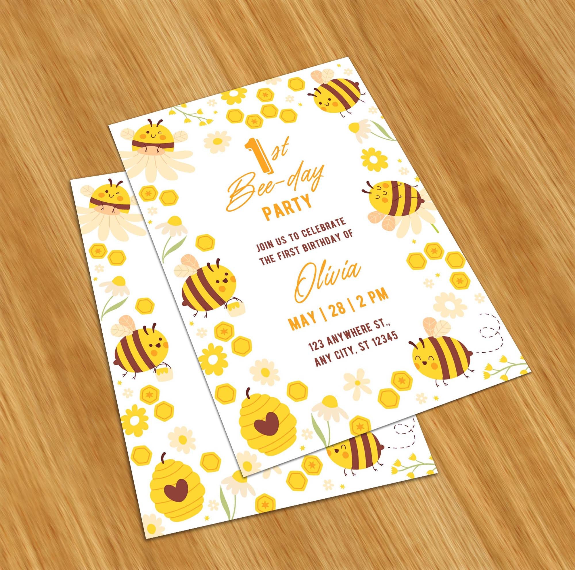 Little Honey Birthday Party Invitation, Queen Bee, 1st Bee Day, Hunny ...