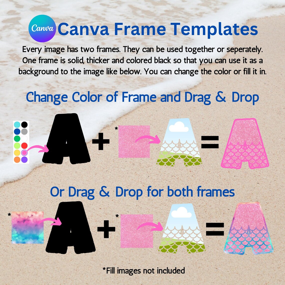Canva Template, Canva Editable Template, Editable Canva Frame Letters ...