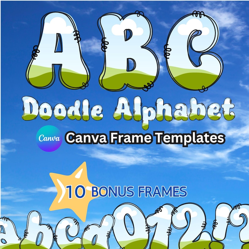 Canva Template, Canva Editable Template, Editable Canva Letters, Doodle ...