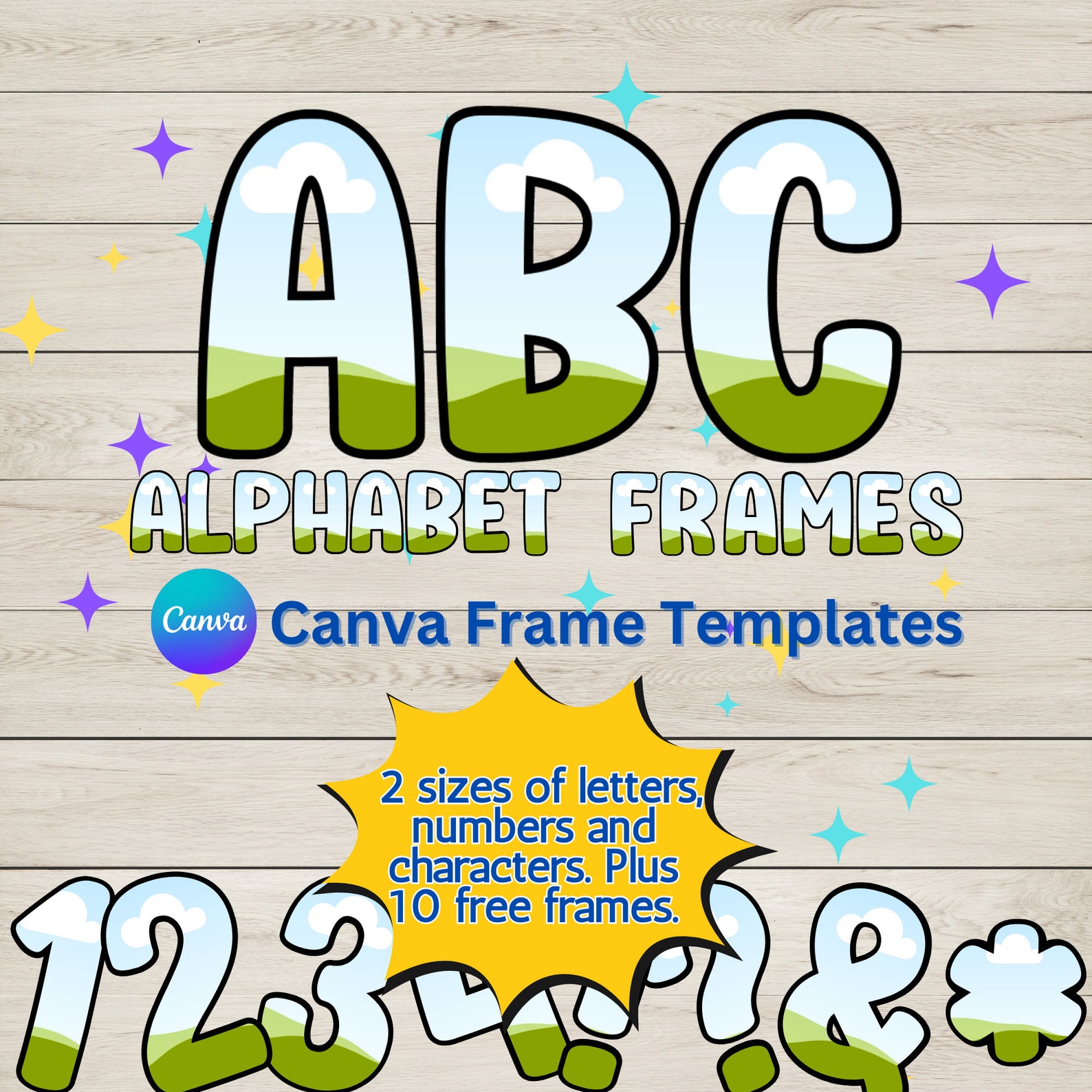 Canva Alphabets Template, Canva Numbers Template, Editable Canva ...