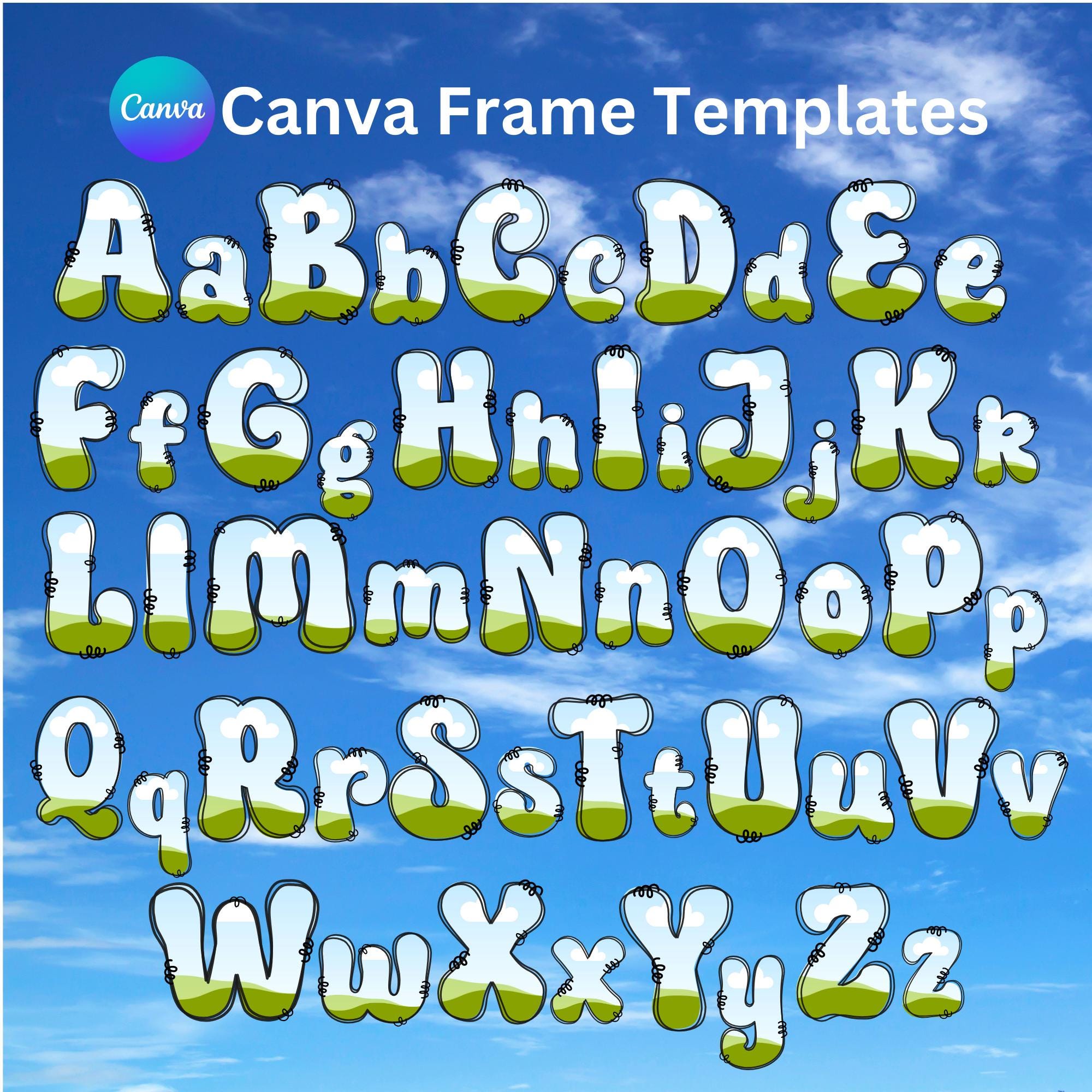 Canva Template, Canva Editable Template, Editable Canva Letters, Doodle ...