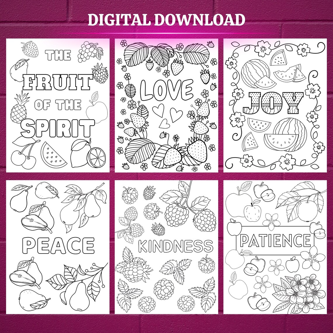 Fruit of the Spirit Printable Coloring Pages Sunday School Art Bible ...