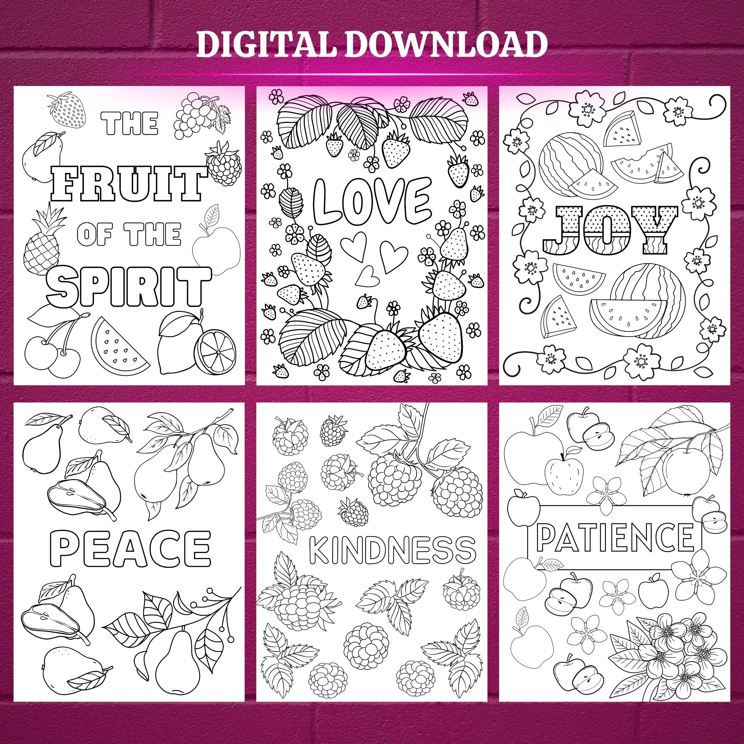 Fruit of the Spirit Printable Coloring Pages Sunday School Art Bible ...