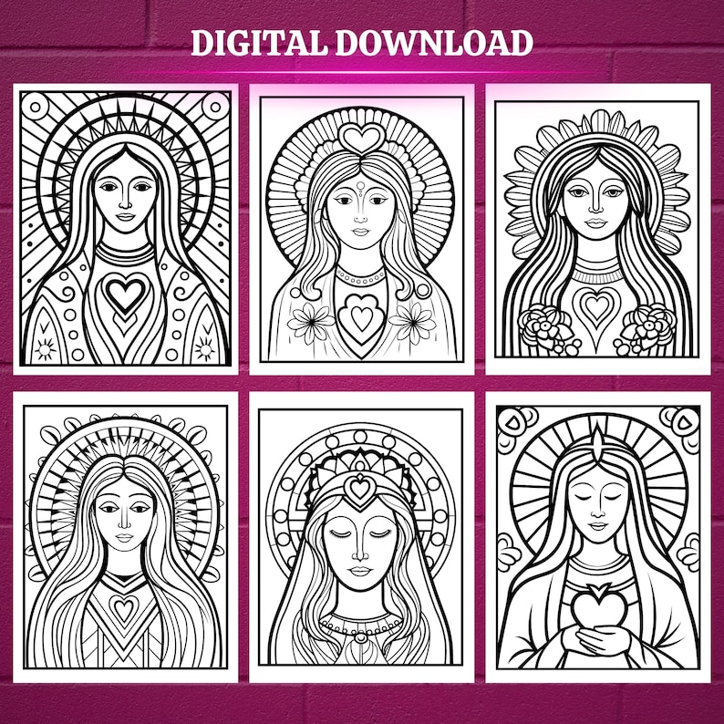 Immaculate Heart of Mary Coloring Pages: Christian Art for Kids ...