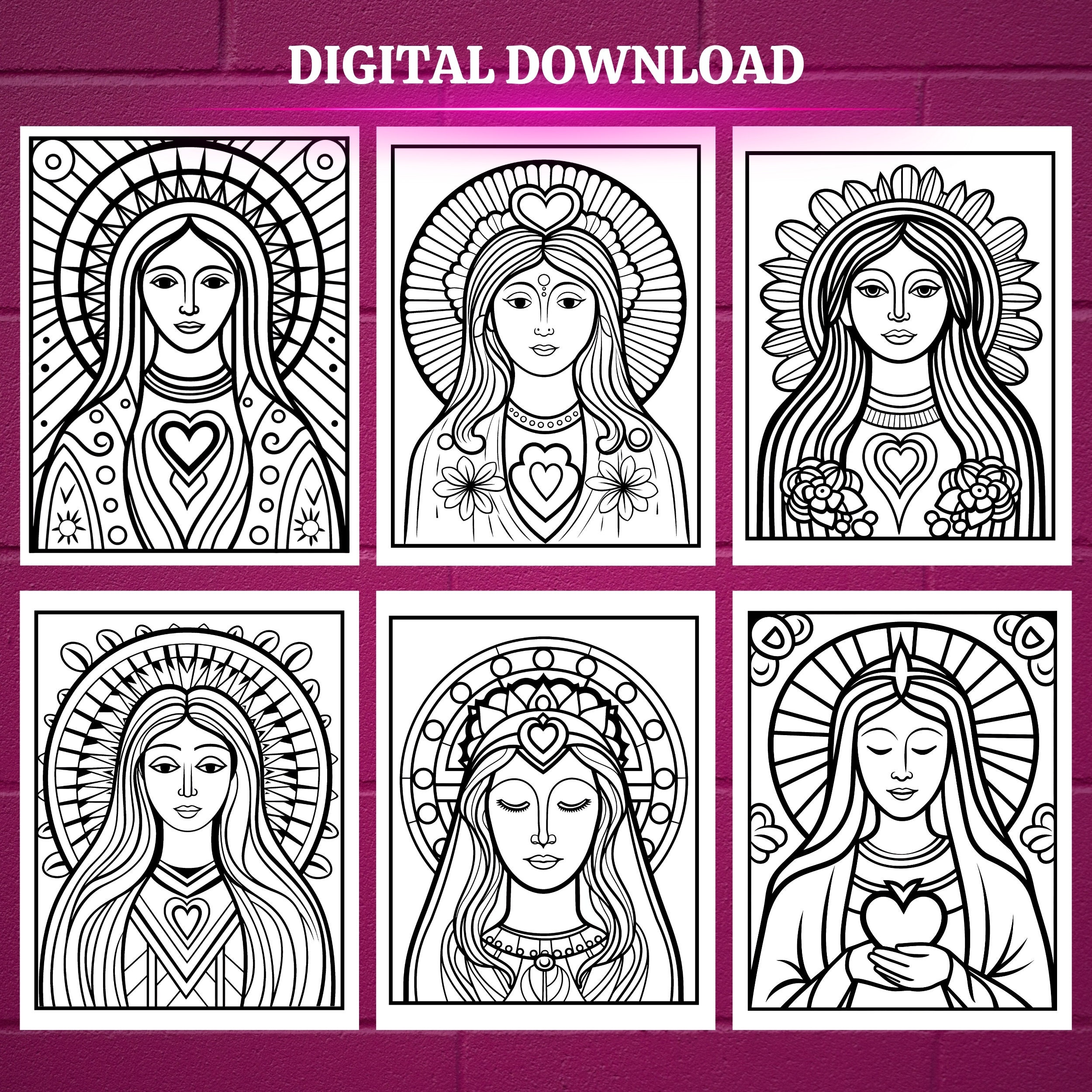 Immaculate Heart of Mary Coloring Pages: Christian Art for Kids ...