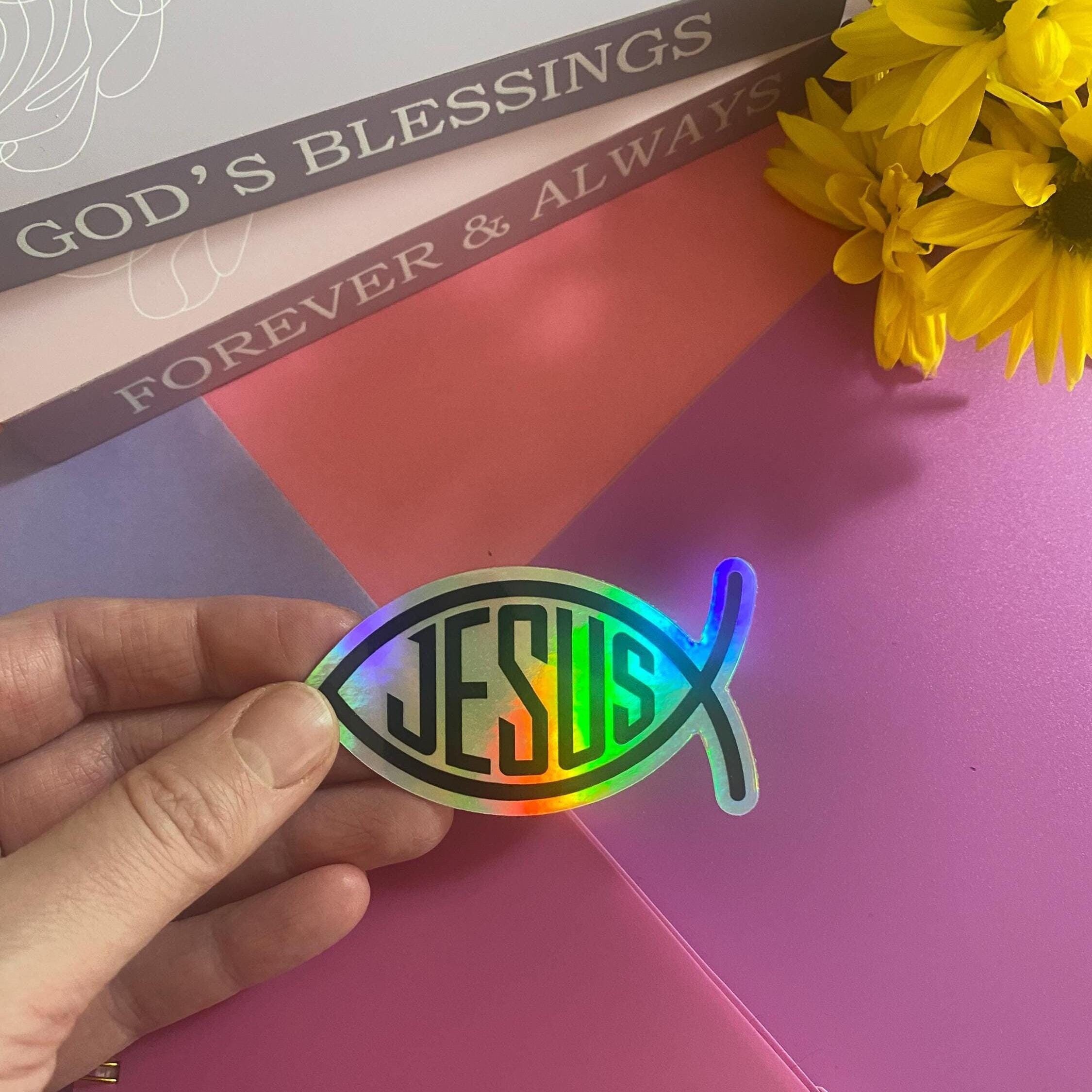 Ichthys Jesus Holographic Sticker Jesus Fish Sticker Religious ...