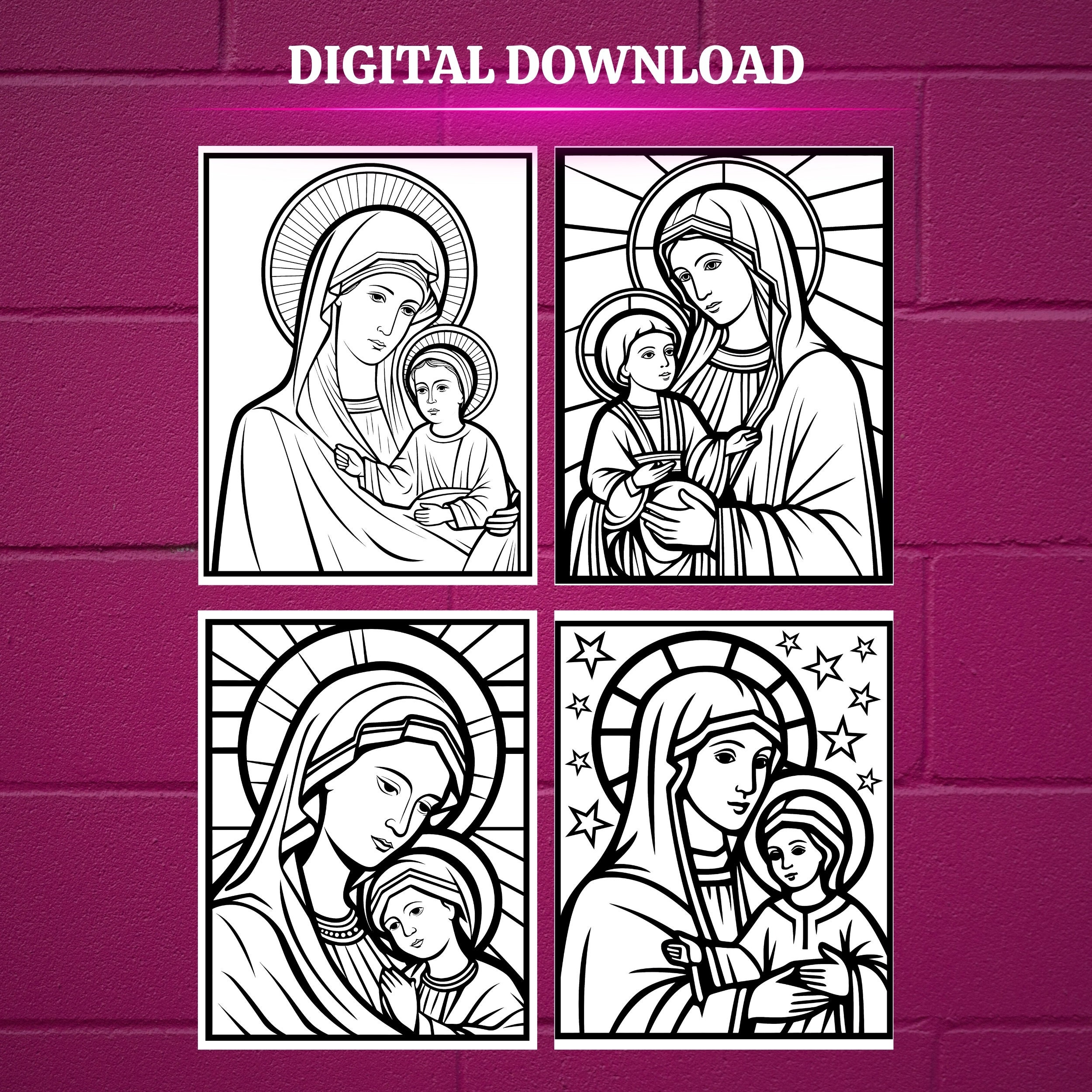 Virgin Mary & Baby Jesus Coloring Pages: Sunday School Printable (PDF ...