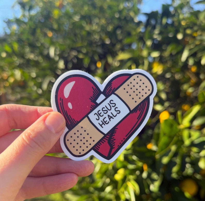 Jesus Heals Heart Sticker: Waterproof Christian Vinyl Decal - Etsy
