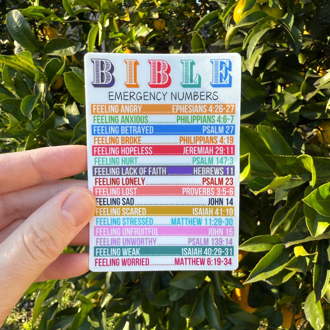Bible Emergency Numbers Sticker Christian Sticker Faith Based Sticker ...