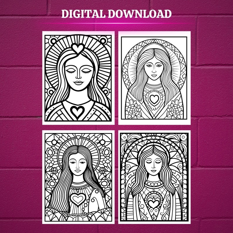 Immaculate Heart of Mary Coloring Pages: Christian Art for Kids ...