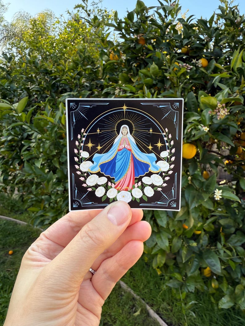 Virgin Mary Sticker Christian Sticker Catholic Marian Vinyl Decal With ...