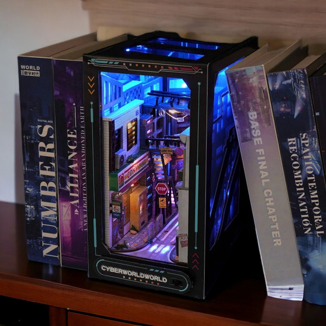 Book Nook Kit, Cyberpunk Anime Book Nook, Anime Bookend, Creative ...