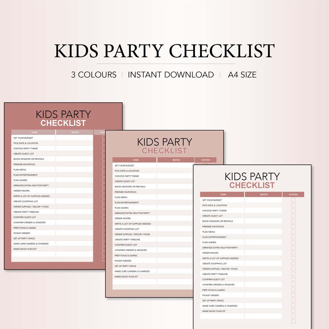 Kids Party Checklist Event Checklist Party Planner Event Planner ...